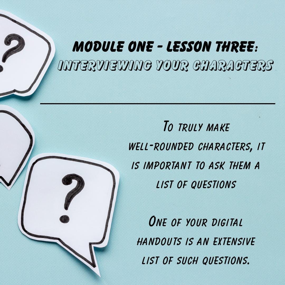 Fundamentals of Fiction Writing - Module One - Lesson Three: Interviewing Your Characters- Stop ...