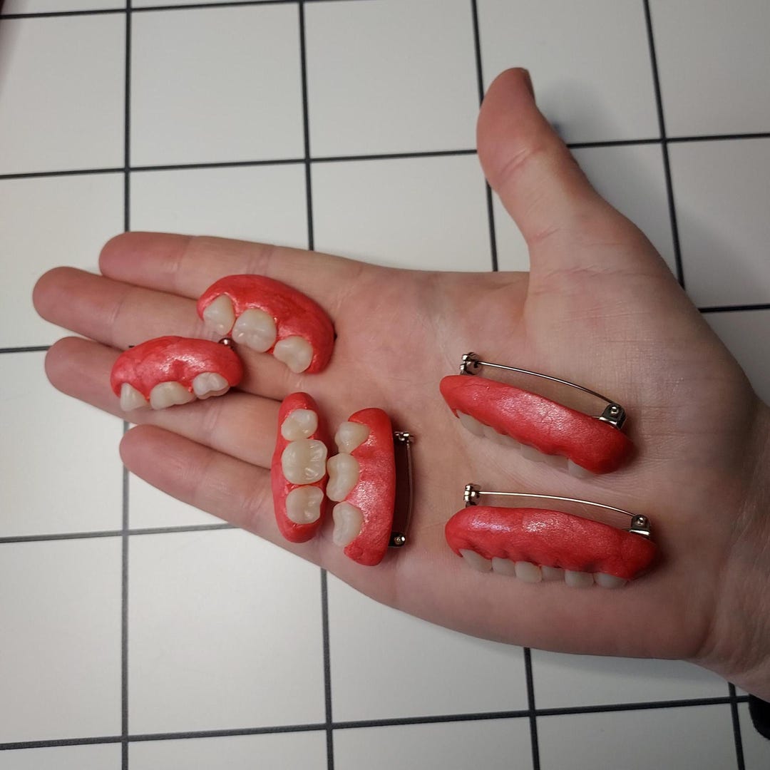 Handmade Polymer Clay Creepy Teeth Pin - Etsy