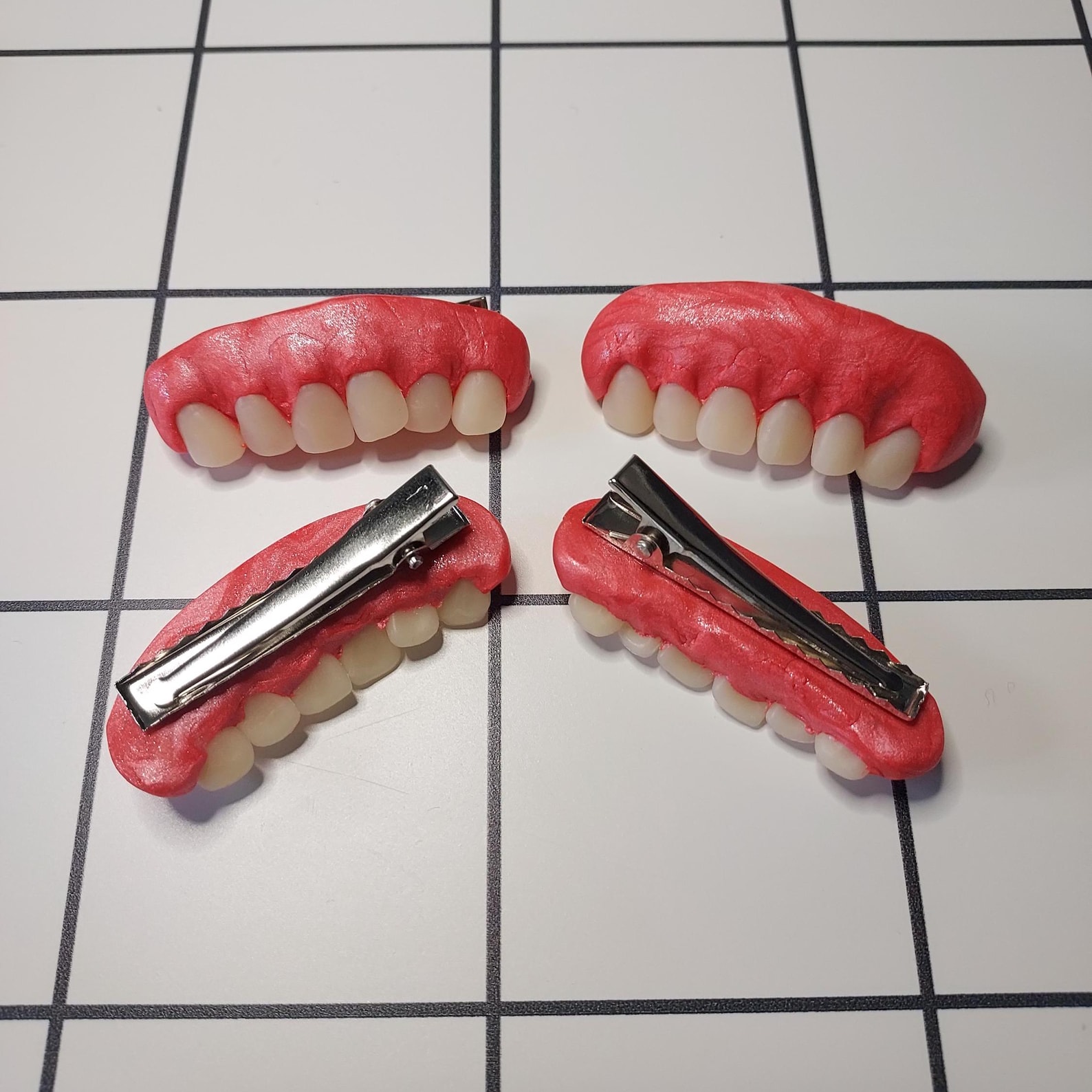 Handmade Teeth Hairclip, Acrylic Teeth, Hand-sculpted Polymer Clay Gums ...