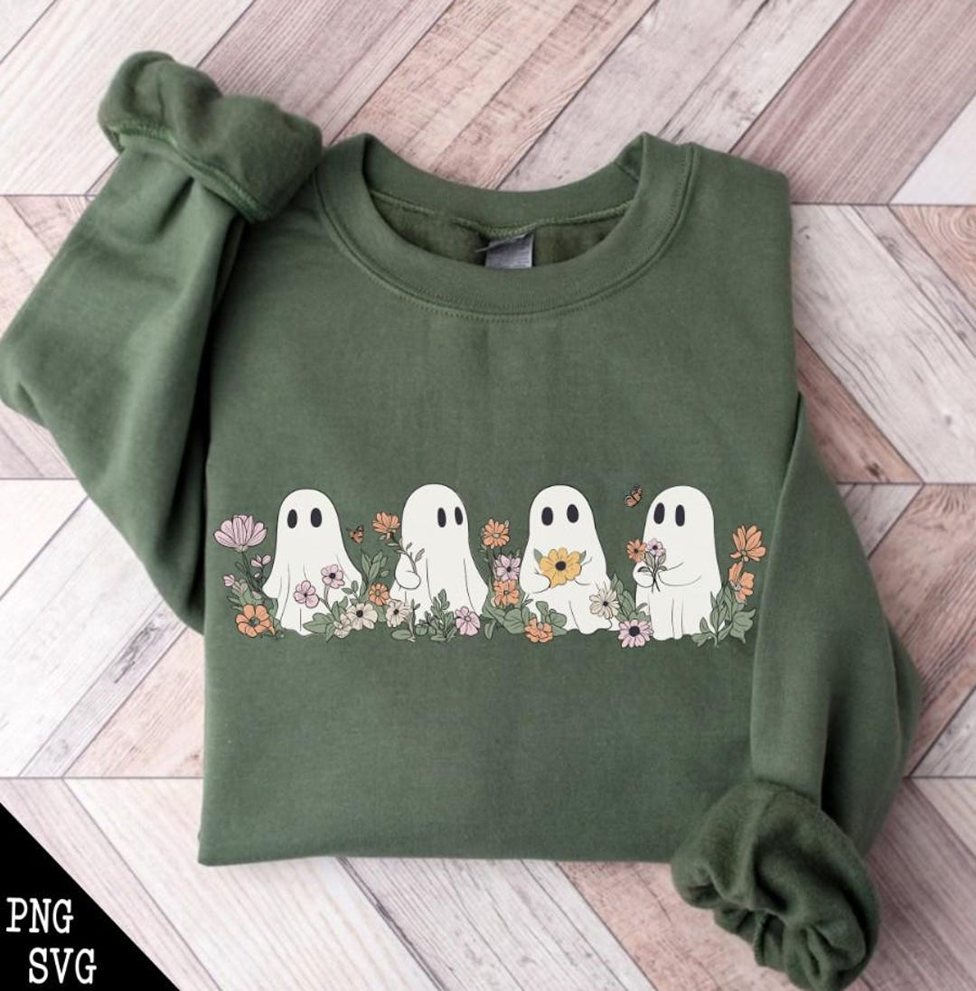 Retro Floral Ghosts PNG SVG, Vintage Ghost Png, Cute Halloween Ghosts ...