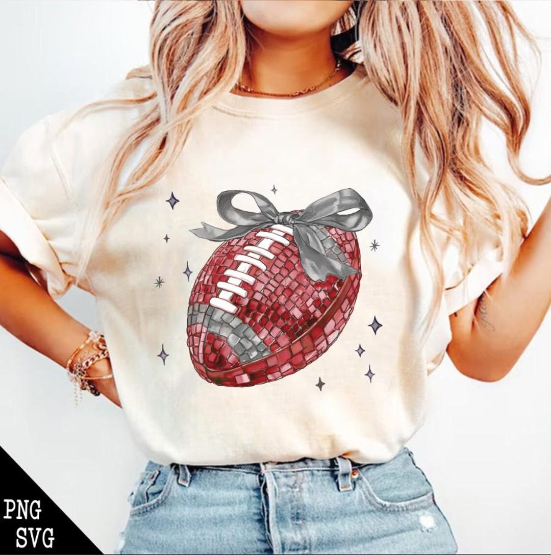 Coquette Football PNG, Red and Gray Glitter Football, Disco Football ...