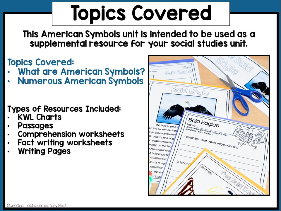 American Symbols Worksheets and Comprehension Reading Passages ...