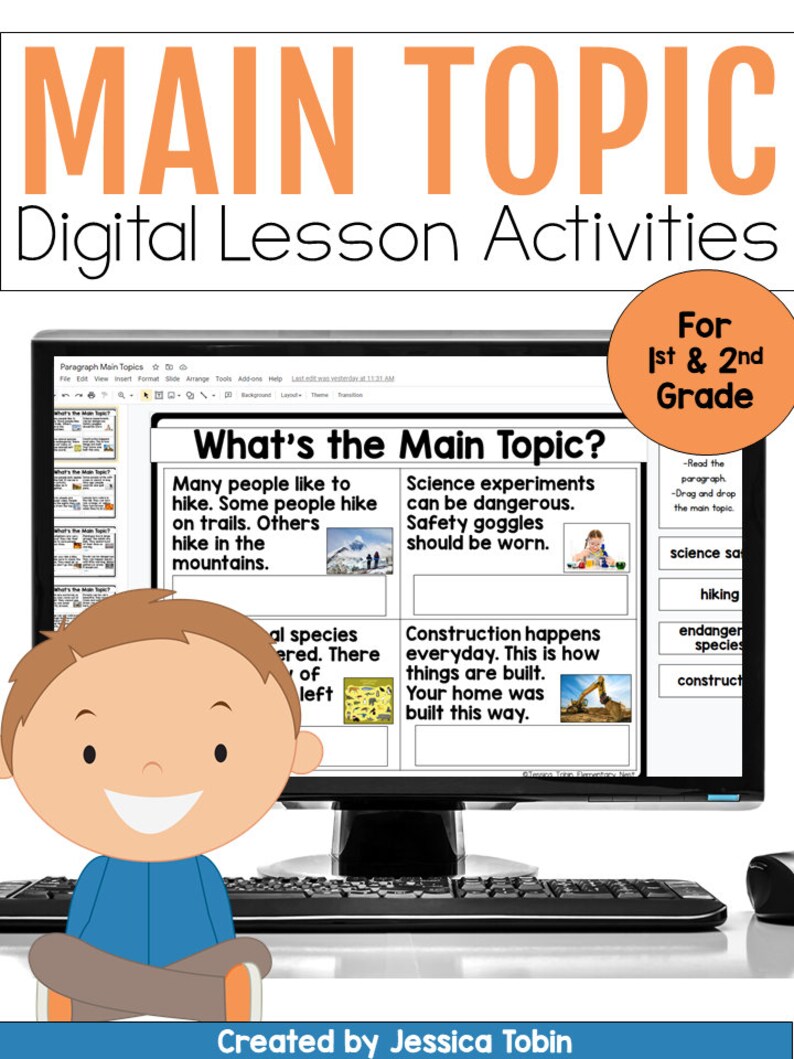 Digital Main Topic Intro Main Idea and Key Details Worksheets 1st 2nd ...