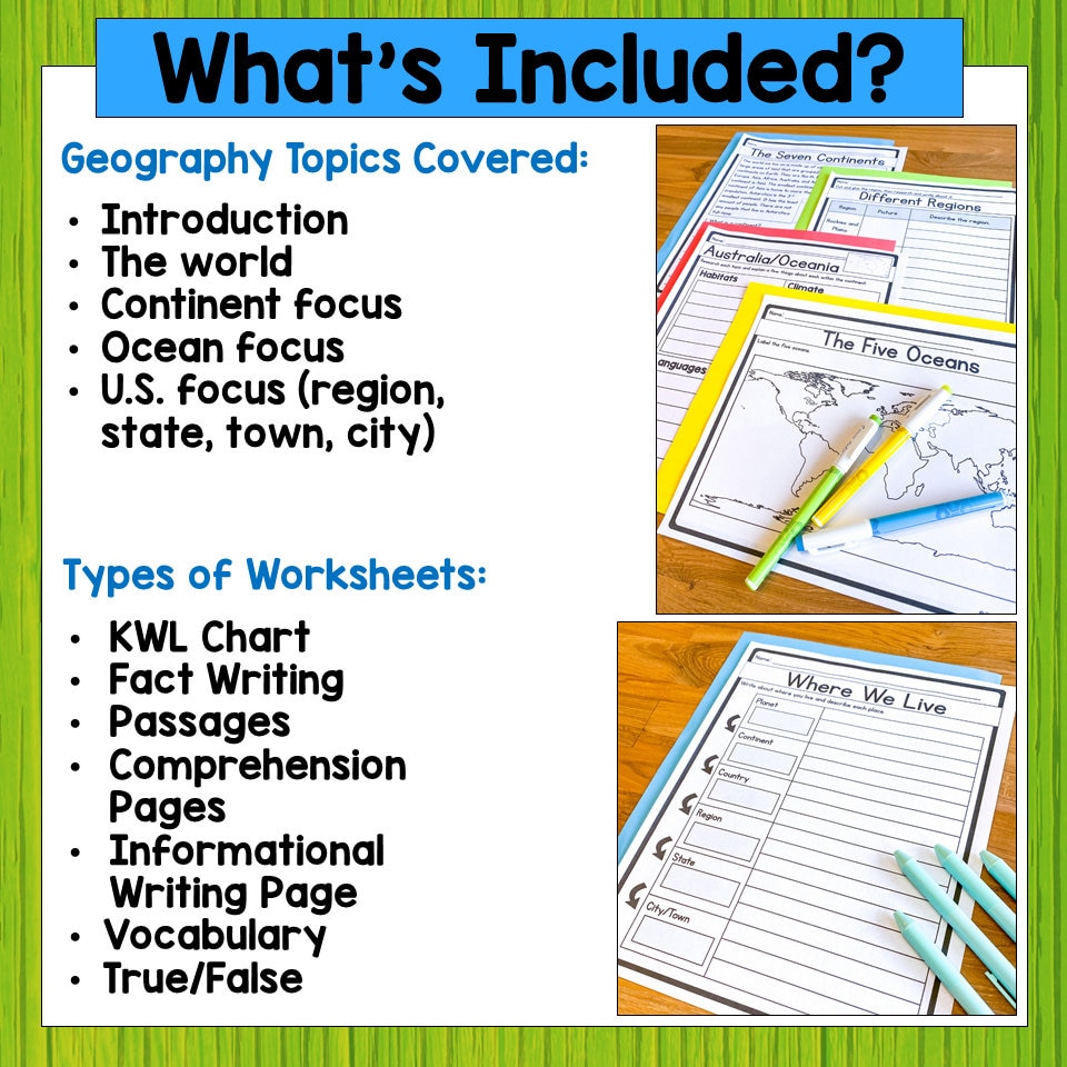Geography Maps Continents and Oceans, Social Studies Reading Passages ...