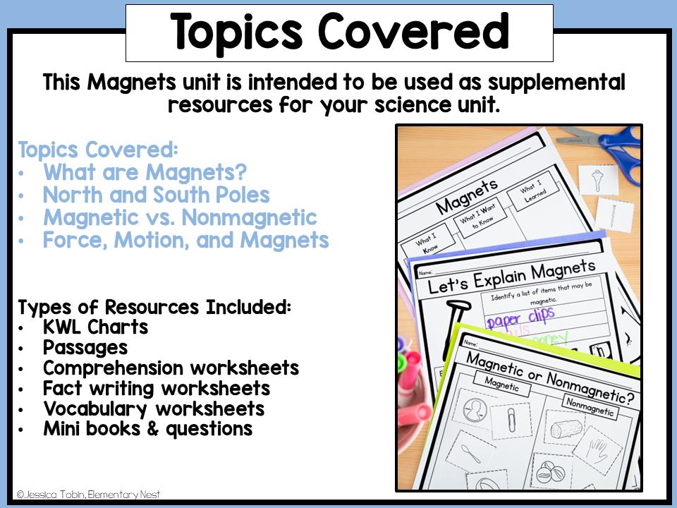 Magnets Unit and Magnetism Activities, Worksheets, and Reading Passages ...