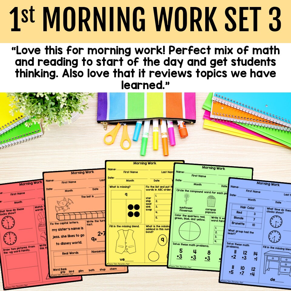 3rd Quarter First Grade Morning Work - February, March Morning Work ...