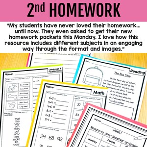 Homework, Homework Sheets With Homework Folder Labels, 2nd Grade ...