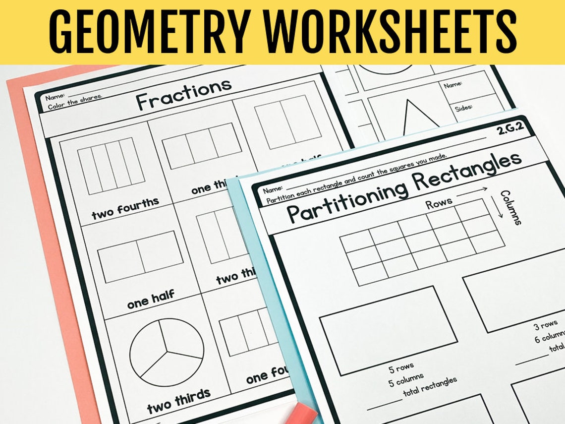 2D Shapes 3D Shapes Worksheets, Fractions, Partitioning 2nd Grade ...