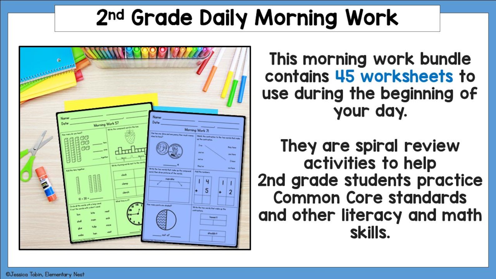2nd Quarter Second Grade Morning Work - Math, Grammar, and Reading ...