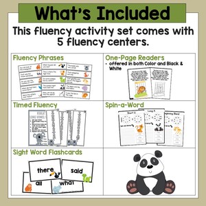 Animals Reading Fluency Practice Centers Oral Reading Fluency Skills ...