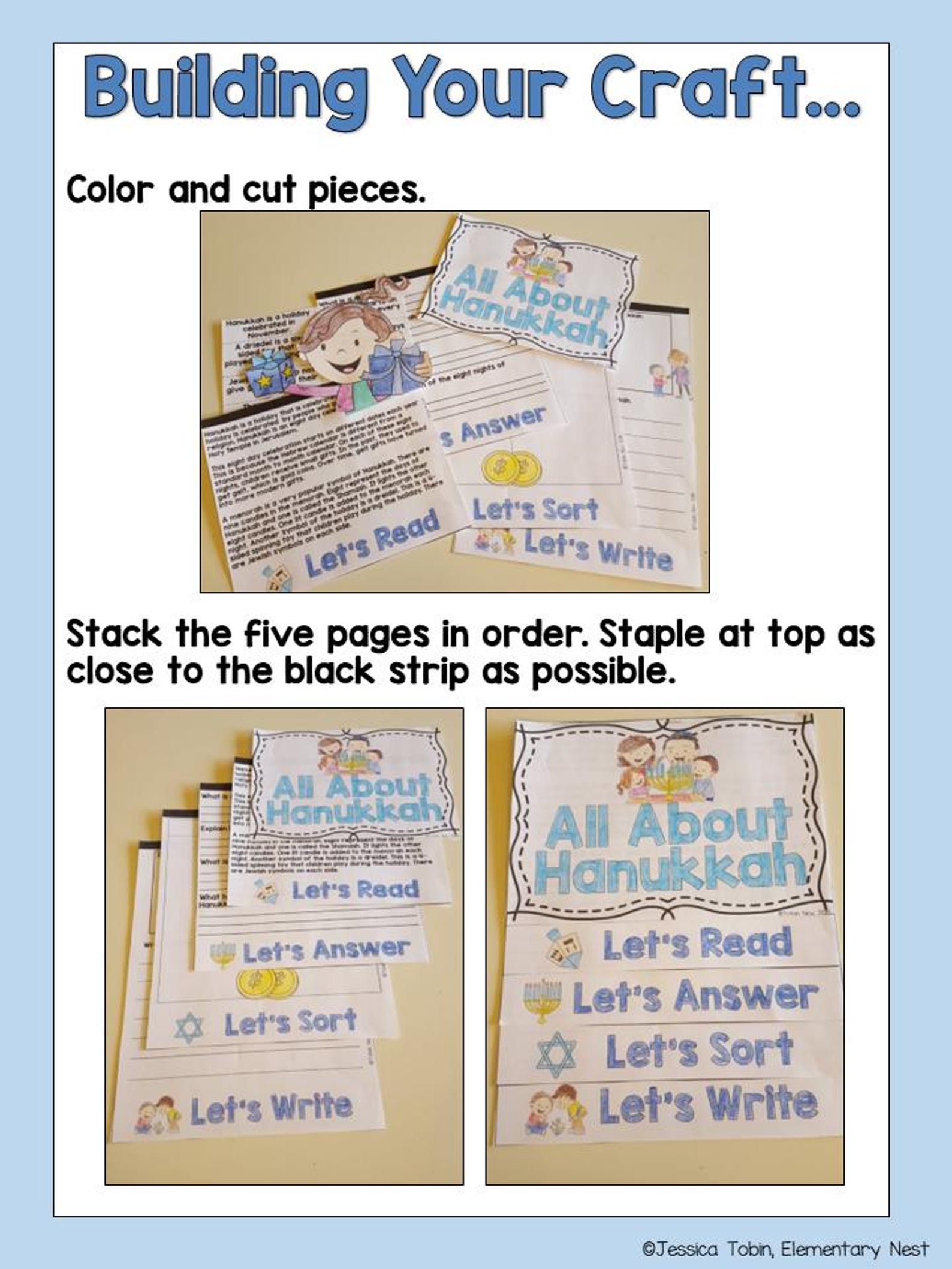 Hanukkah Reading Flip Book With Writing and Craft - Hanukkah Activities ...