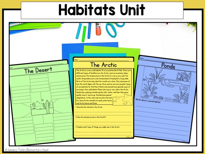 Habitats Worksheets and Reading Passages and Review, Animal Habitats ...