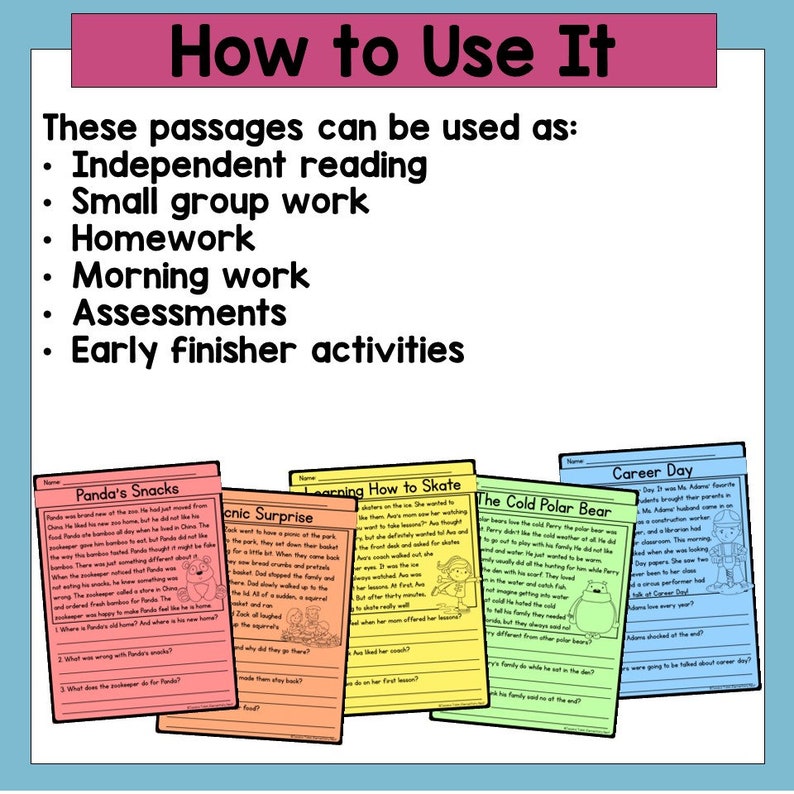 Reading Comprehension Passages & Questions 2nd Grade, Fiction Reading ...
