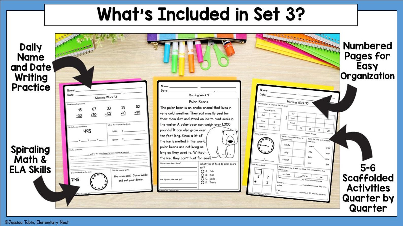 3rd Quarter 2nd Grade Morning Work - Math, Grammar, ELA Spiral Review ...