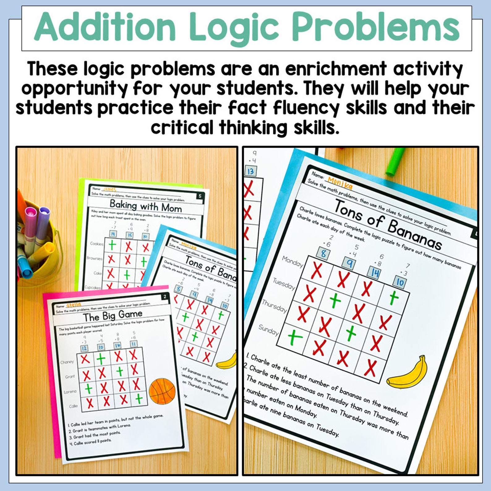 Logic Puzzles, Addition Strategies and Enrichment - Early Finishers ...