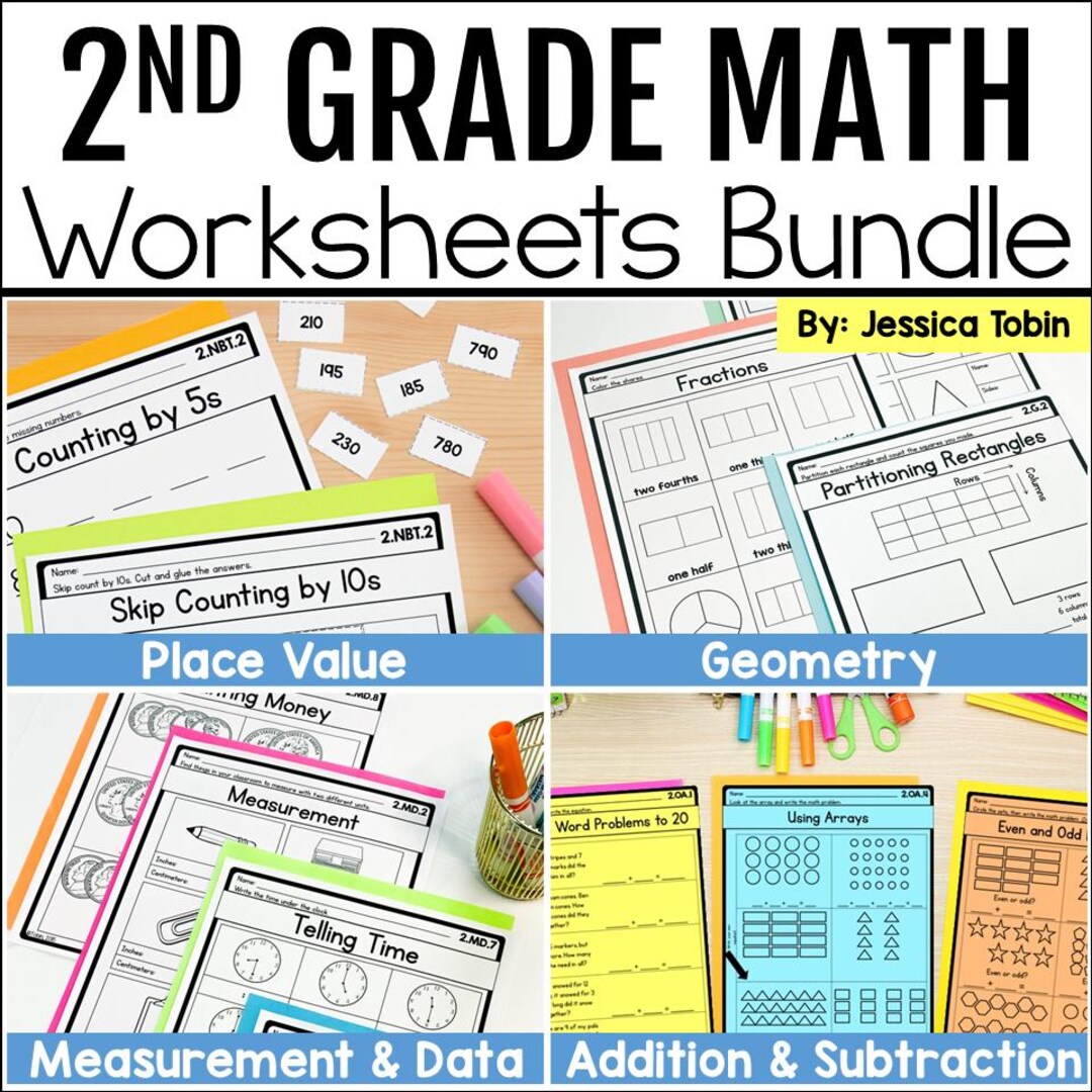 2nd Grade Math Worksheets Bundle Fun Math Worksheets 2nd Grade Math ...