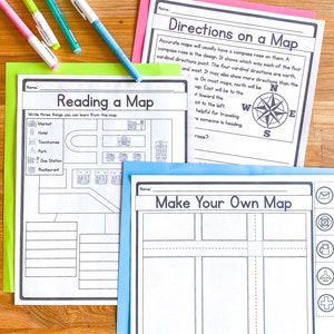 Maps, Map Skills, Types of Maps Unit Reading Passages and Worksheets ...