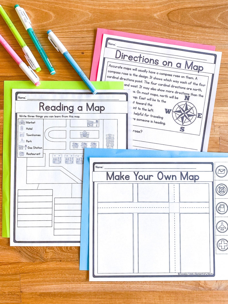 Maps, Map Skills, Types of Maps Unit Reading Passages and Worksheets ...