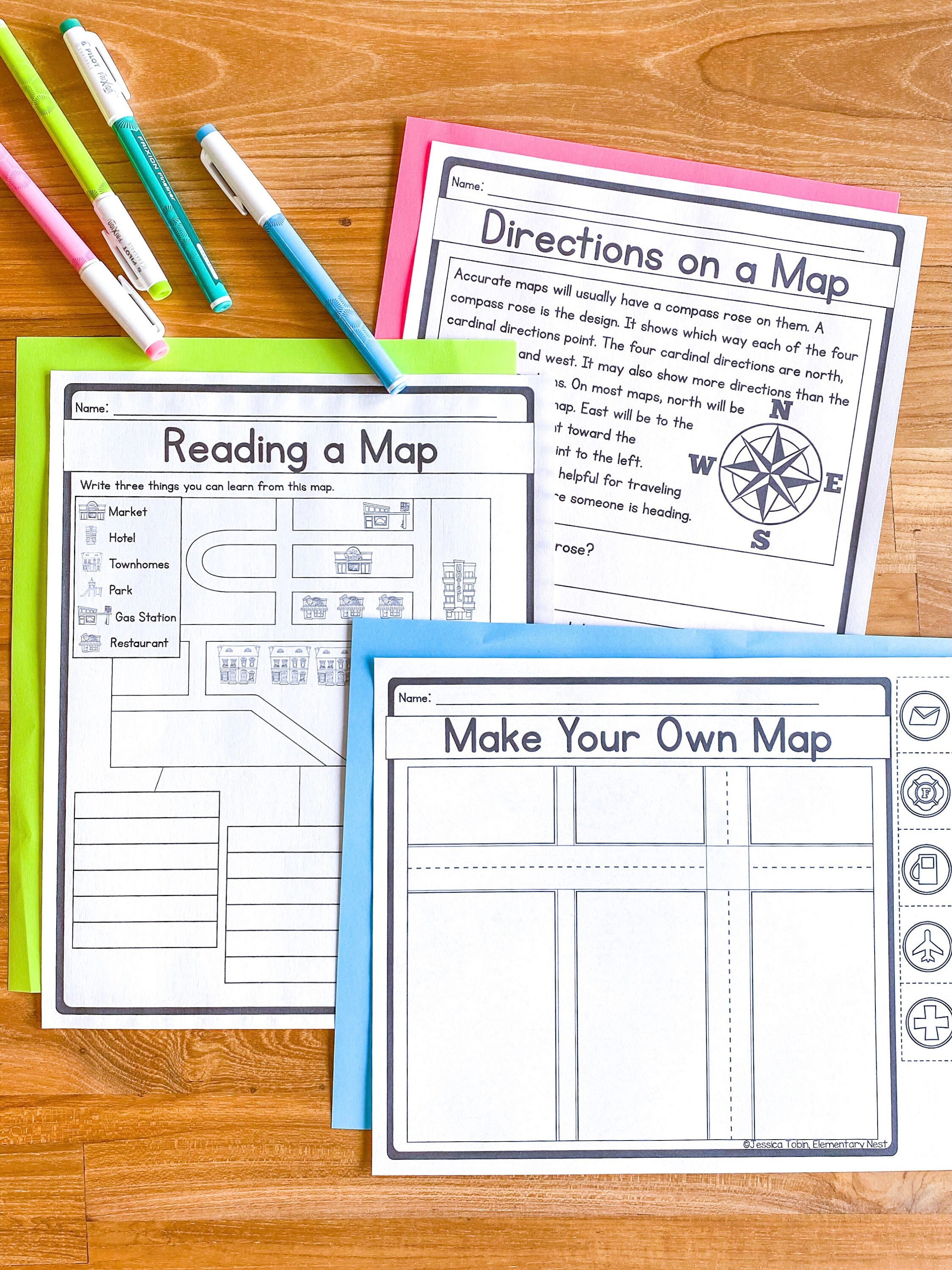 Maps, Map Skills, Types of Maps Unit Reading Passages and Worksheets ...