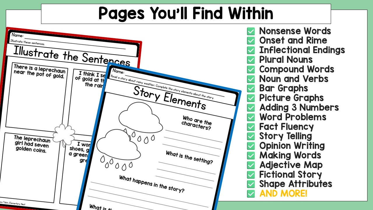 March Math, Writing, Language Worksheets - St. Patrick's Day Word ...