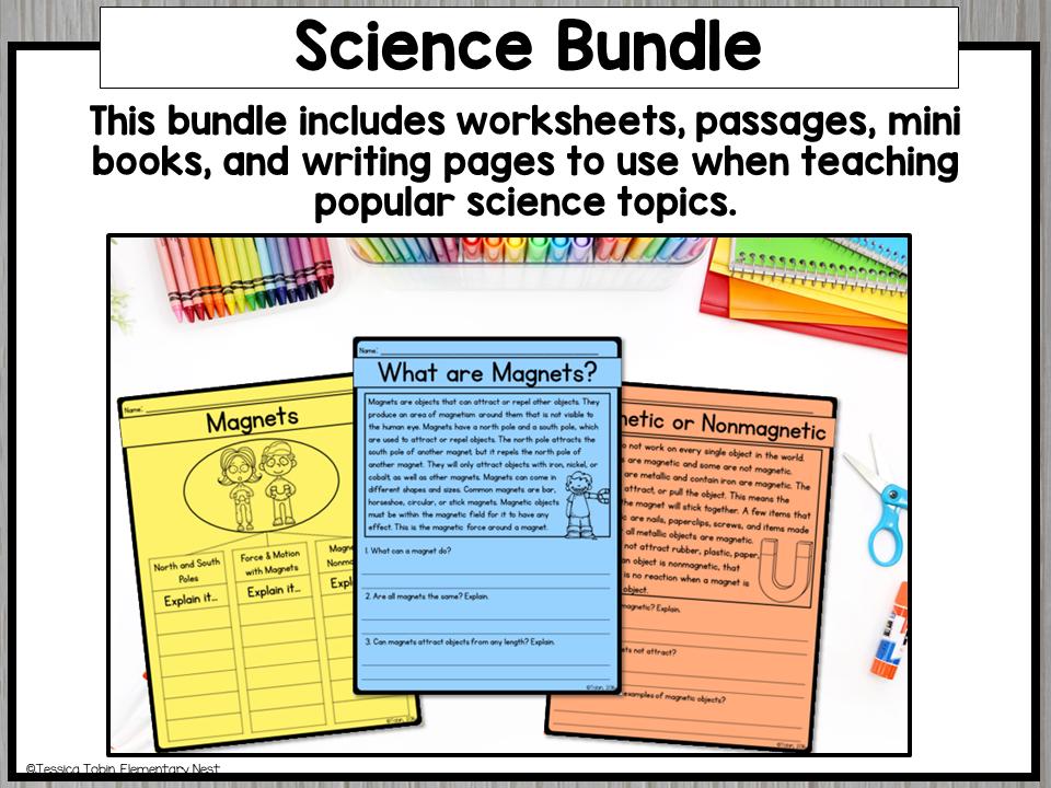 Science Worksheets Bundle: Reading Comprehension and Worksheets, Grades ...