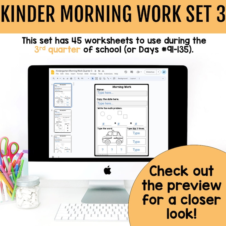 3rd Quarter Kindergarten Morning Work - Math, Grammar, and Reading ...