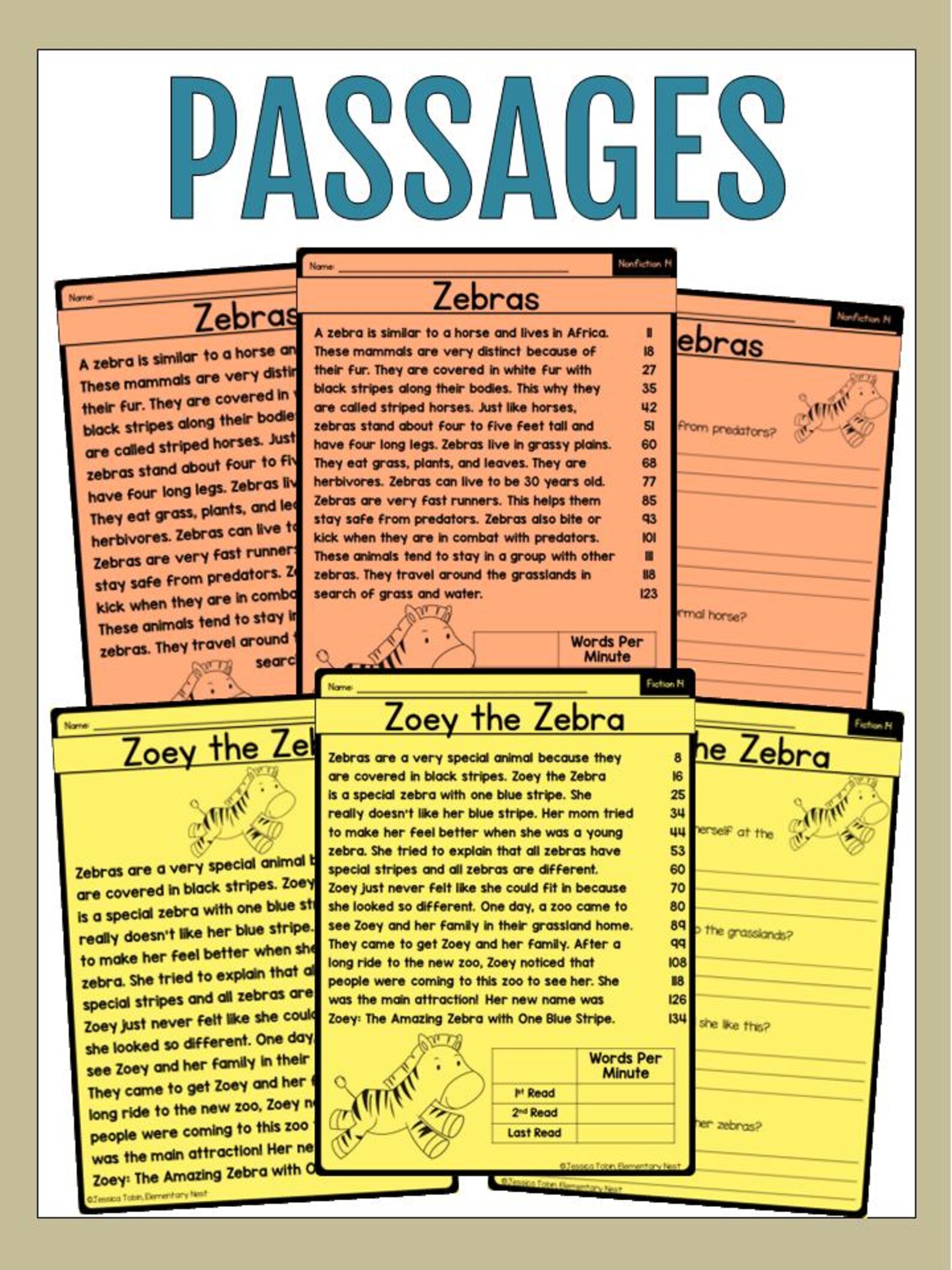 Animals Reading Fluency Passages and Centers 3rd Grade 2nd Grade ...