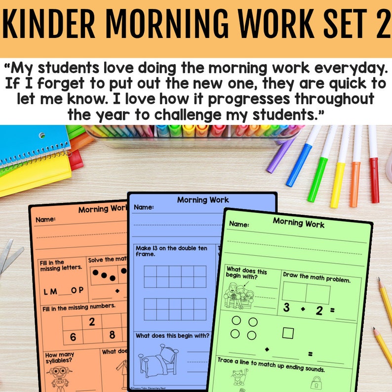 2nd Quarter Kindergarten Morning Work - Math, Grammar, and Reading ...