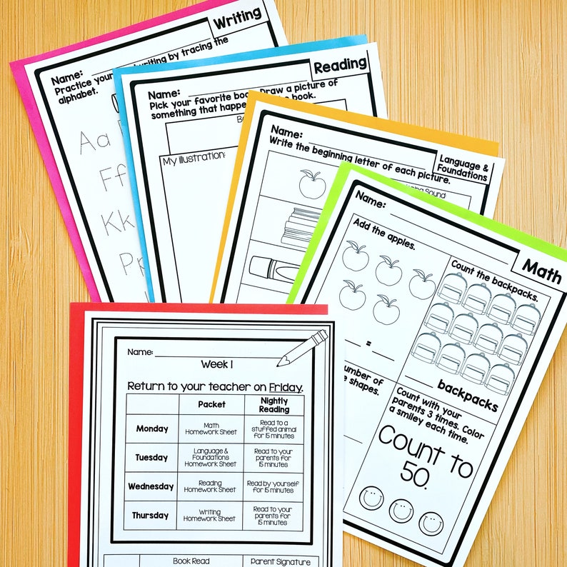 1st Quarter 1st Grade Homework With Folder Cover, ELA and Math Review ...