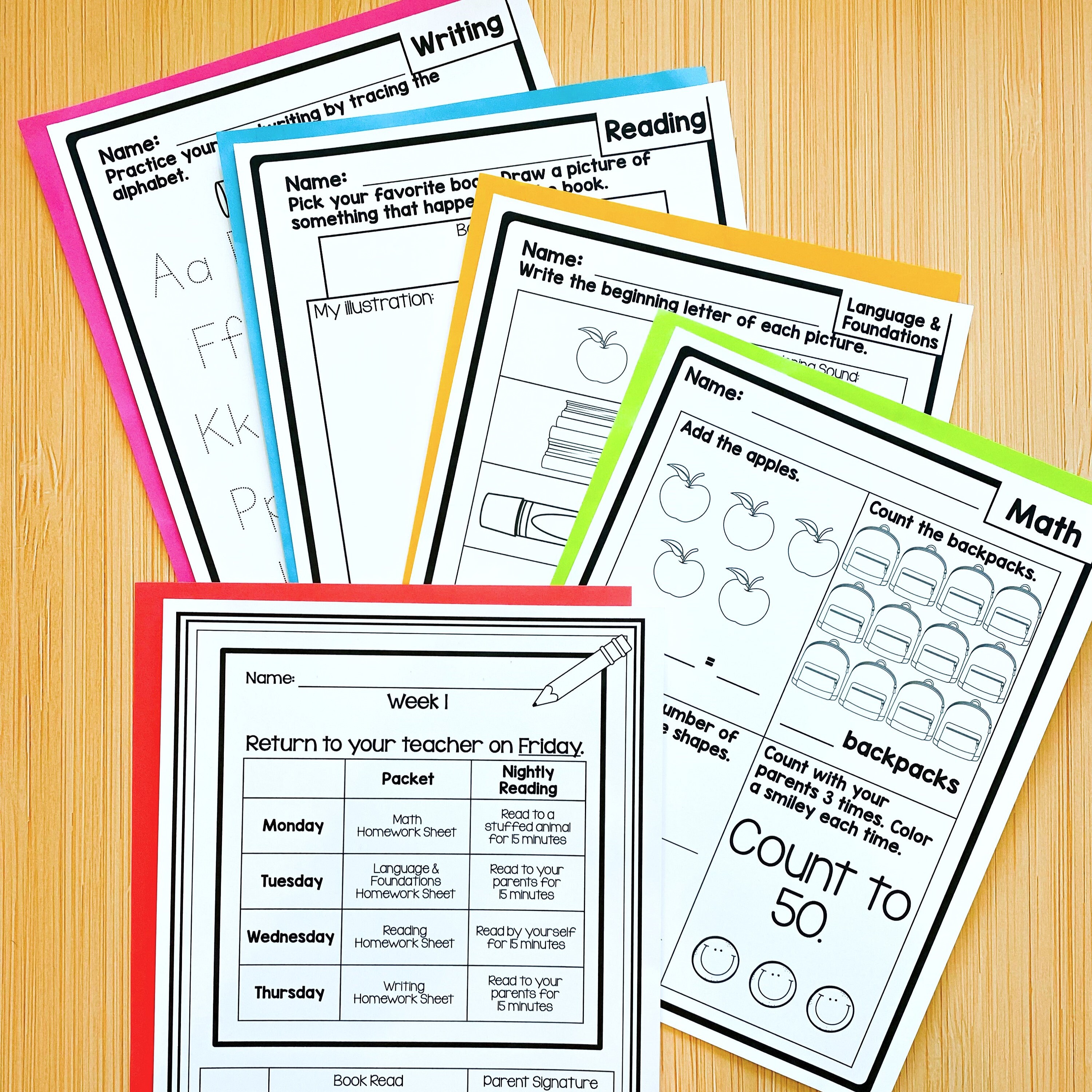 1st Quarter 1st Grade Homework With Folder Cover, ELA and Math Review ...