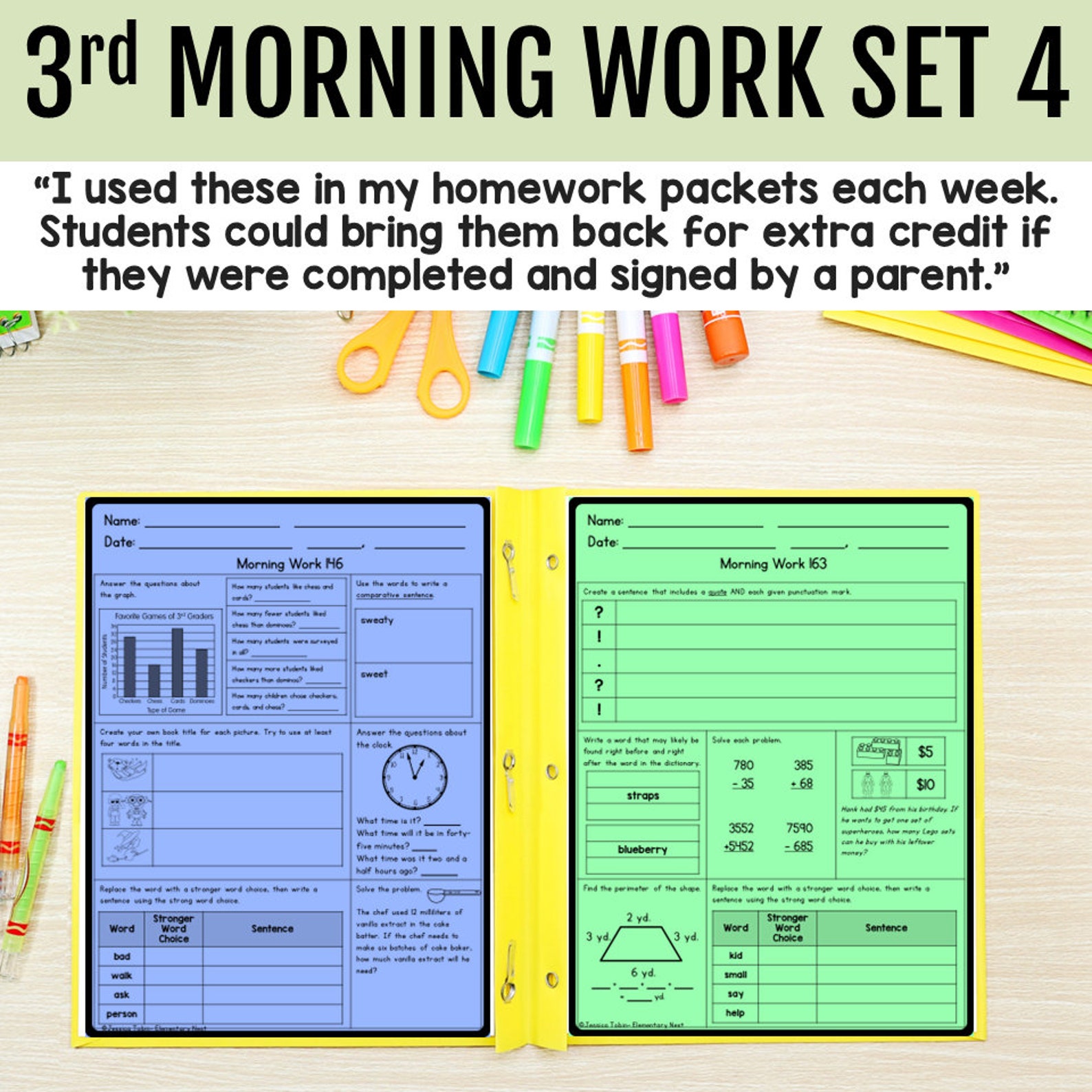 4th Quarter Morning Work 3rd Grade - Math, Phonics, ELA Review ...