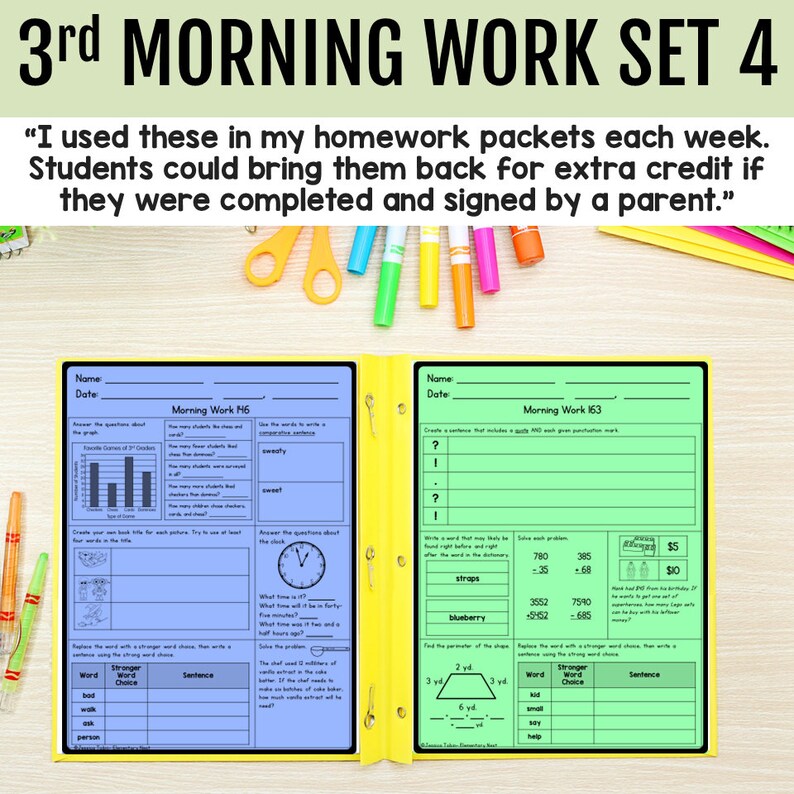 4th Quarter Morning Work 3rd Grade - Math, Phonics, ELA Review ...