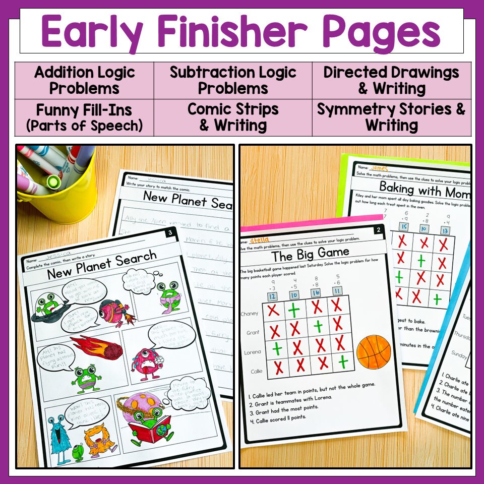 Fast Finisher Early Finishers Activities Creative Writing Math Review ...