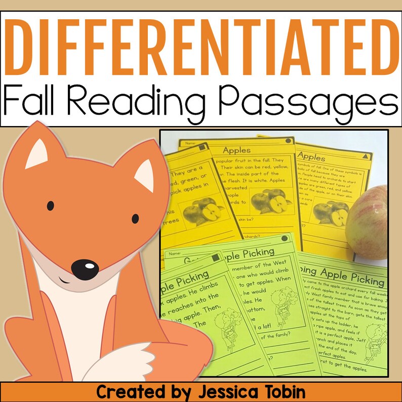 Fall Reading Comprehension - Differentiated Reading Passages Activities ...