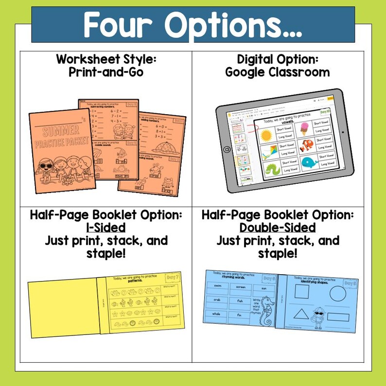 Kindergarten Summer Packet Worksheets - Summer Review & Reading ...