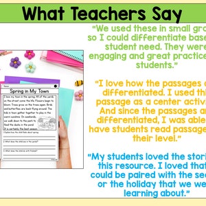 Spring Reading Comprehension Differentiated Passages, Easter, Earth Day ...