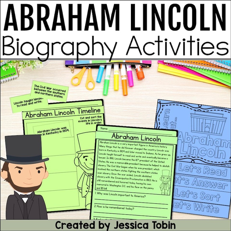 Abraham Lincoln Biography Graphic Organizers, Presidents Day Activities ...