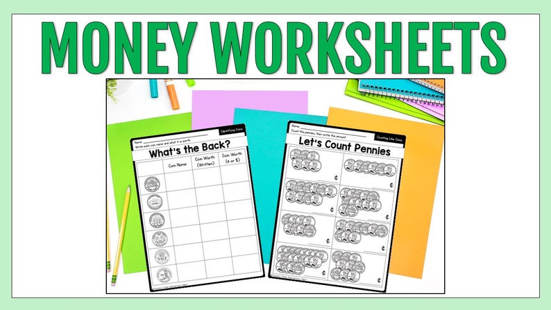 Counting Money Worksheets: Money Word Problems, Grades 1-3 (PDF) - Etsy