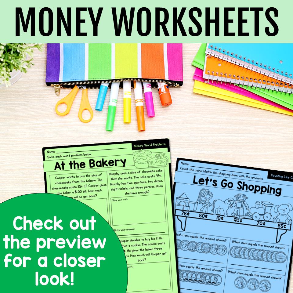 Counting Money Worksheets, Money Word Problems, Do I Have Enough Money ...
