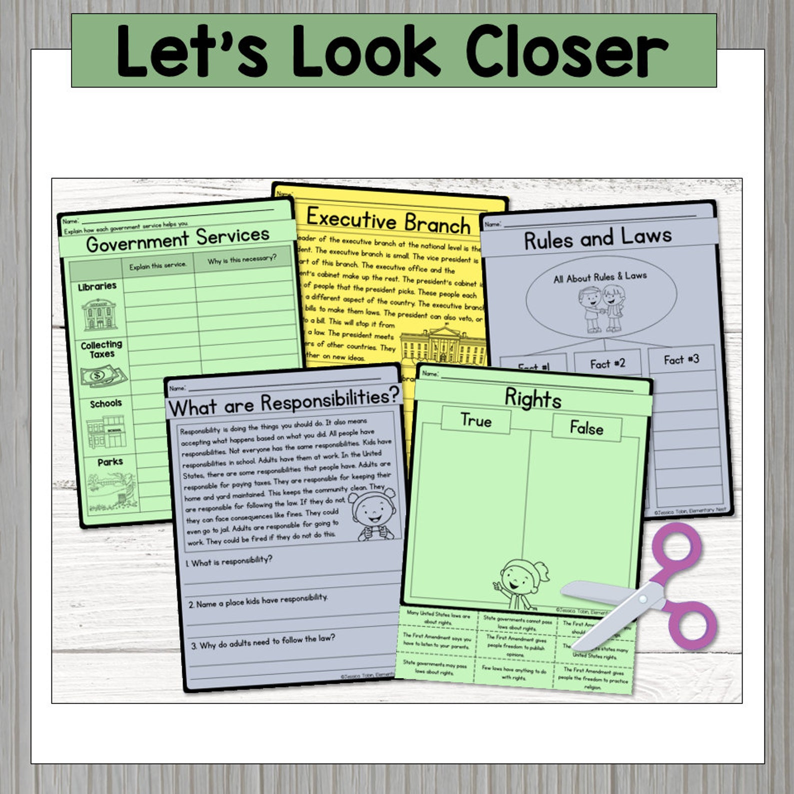 Civics Unit, Rights and Responsibilities, Rules and Laws, Branches of ...