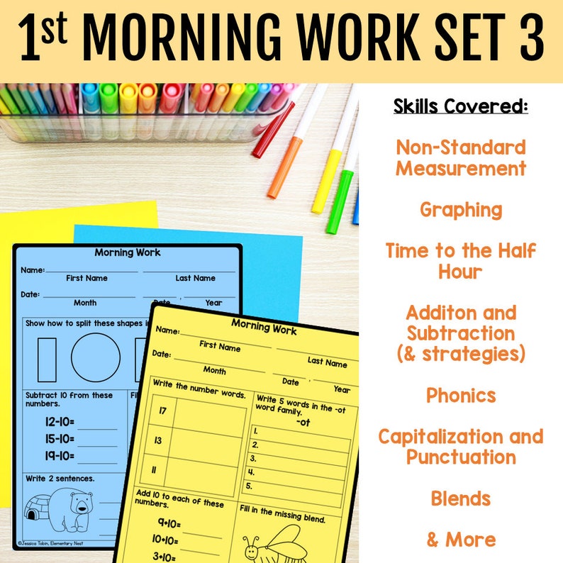3rd Quarter First Grade Morning Work - February, March Morning Work ...