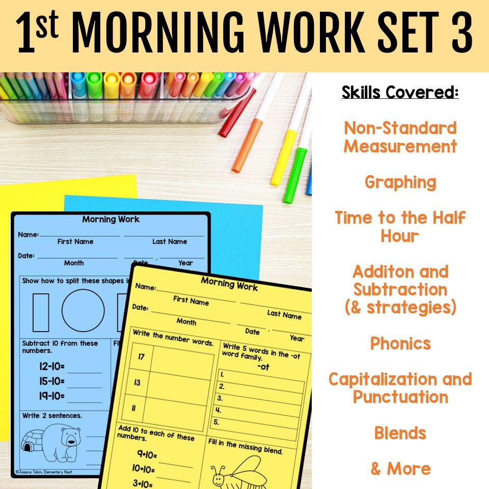 3rd Quarter First Grade Morning Work - February, March Morning Work ...