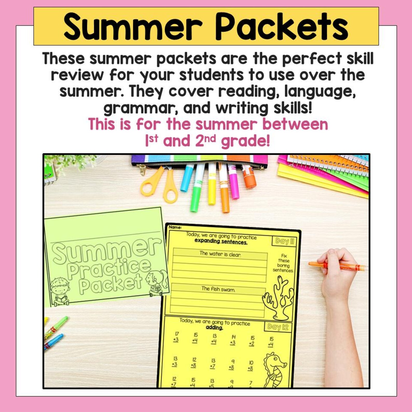 First Grade Summer Packet - Summer Review Packet - End of Year Fun ...