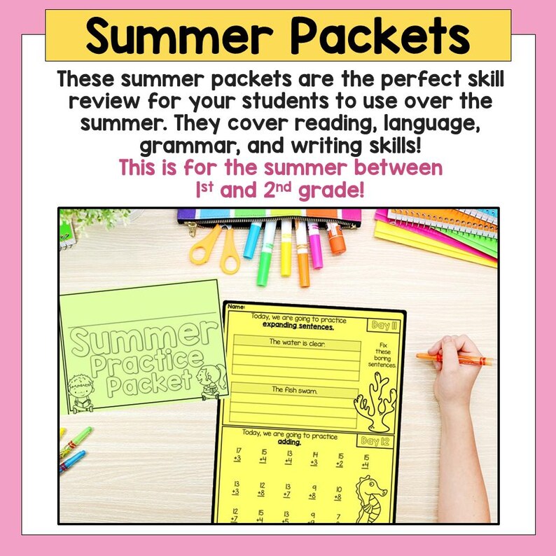 First Grade Summer Packet - Summer Review Packet - End of Year Fun ...