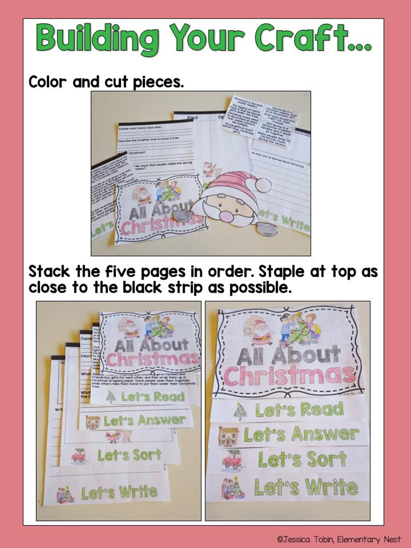 Christmas Reading Flip Book With Writing Activities and Craft ...