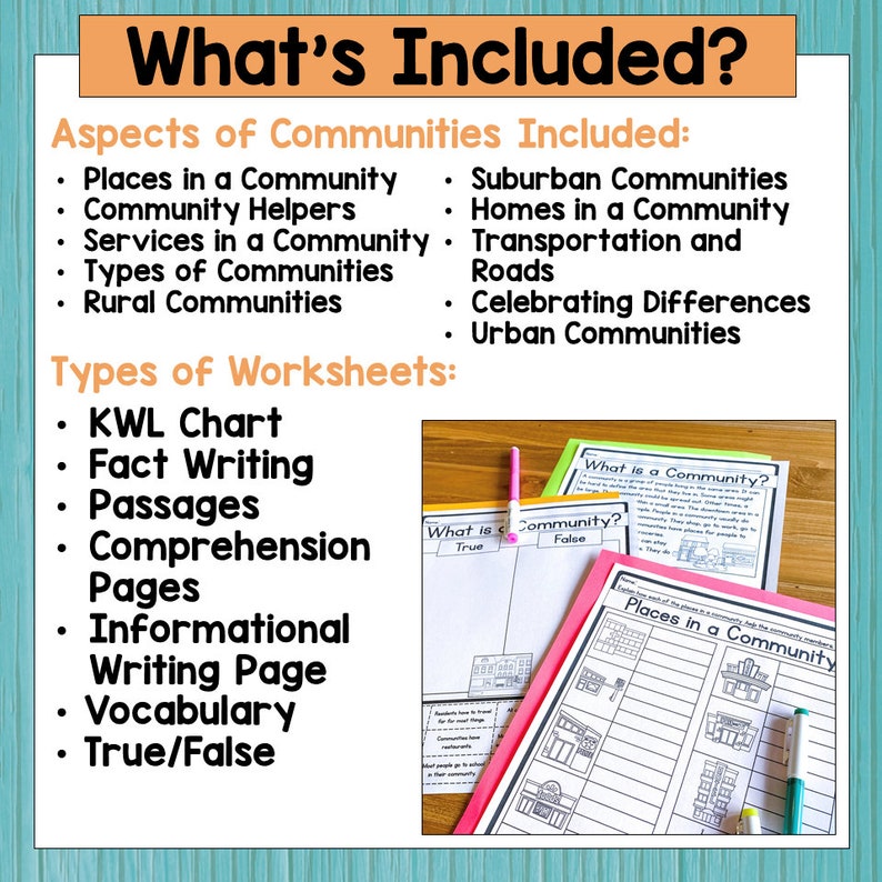 Community Helpers, Community, Types of Communities Worksheets & Reading ...