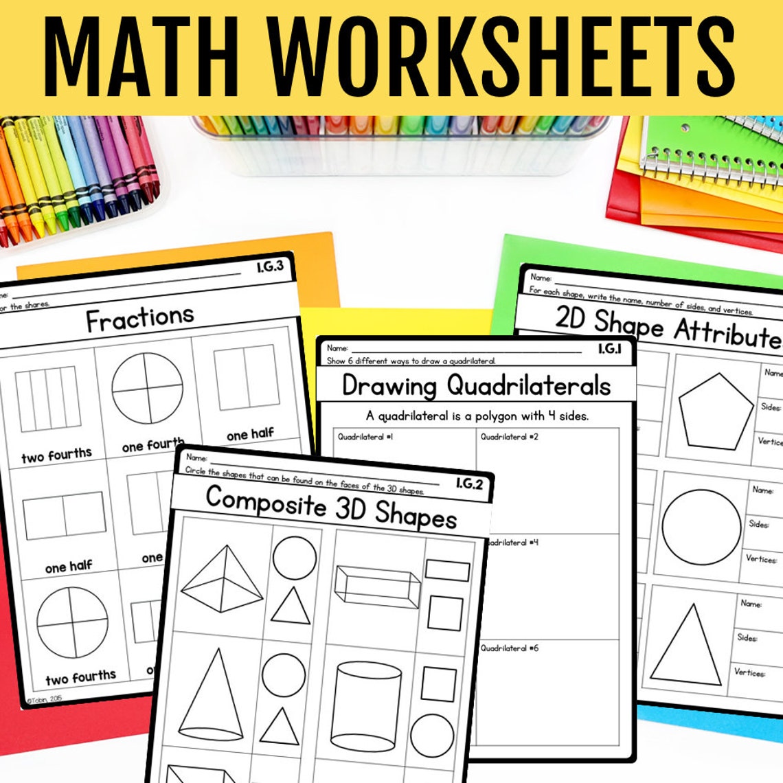 Shapes Worksheets, 3D Shapes Worksheets, 2D & 3D Shapes, 1st Grade Math ...