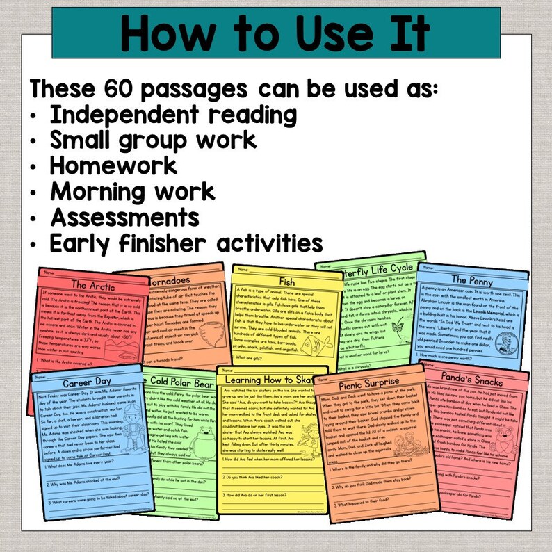 2nd Grade Reading Comprehension Passages & Questions, Fiction and ...