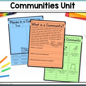 Community Helpers, Community, Types of Communities Worksheets & Reading ...