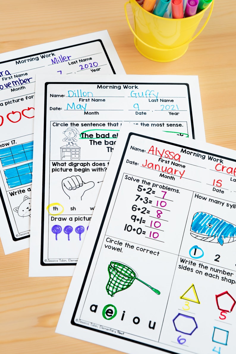 2nd Quarter First Grade Morning Work - Math, Grammar, and Reading ...